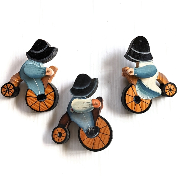 Hand Crafted | Accents | Wooden Amish On Bikes Decor | Poshmark